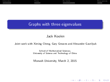 (PDF) Graphs with three eigenvalues