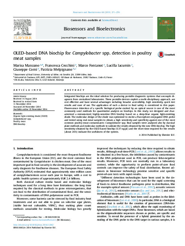 (PDF) OLED-based DNA biochip for Campylobacter spp. detection in ...