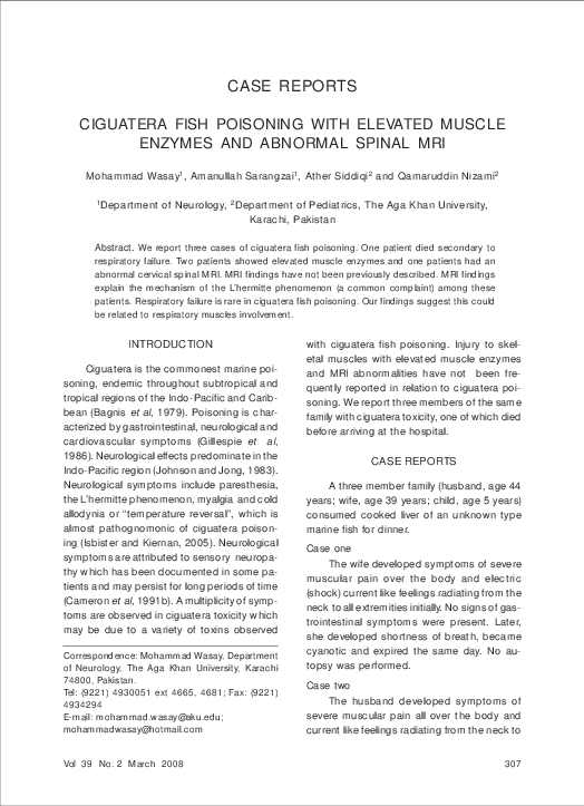 (PDF) Case reports. Ciguatera fish poisoning with elevated muscle ...