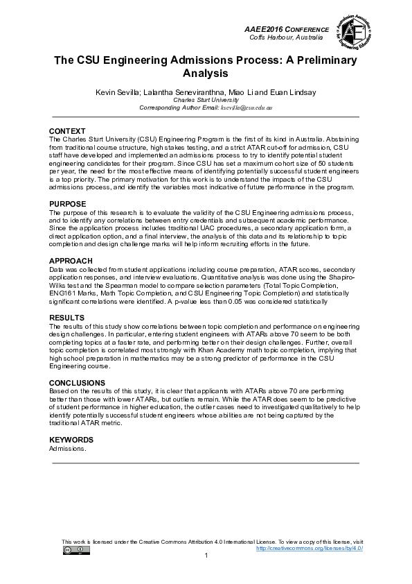 (PDF) The CSU Engineering Admissions Process: A Preliminary Analysis