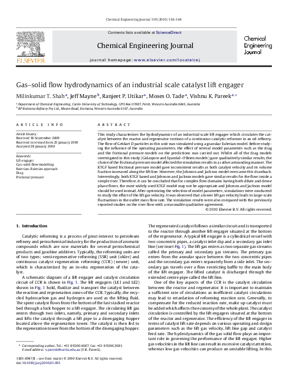 (PDF) Gas–solid flow hydrodynamics of an industrial scale catalyst lift ...