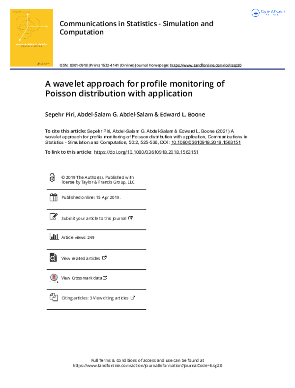 Pdf A Wavelet Approach For Profile Monitoring Of Poisson Distribution