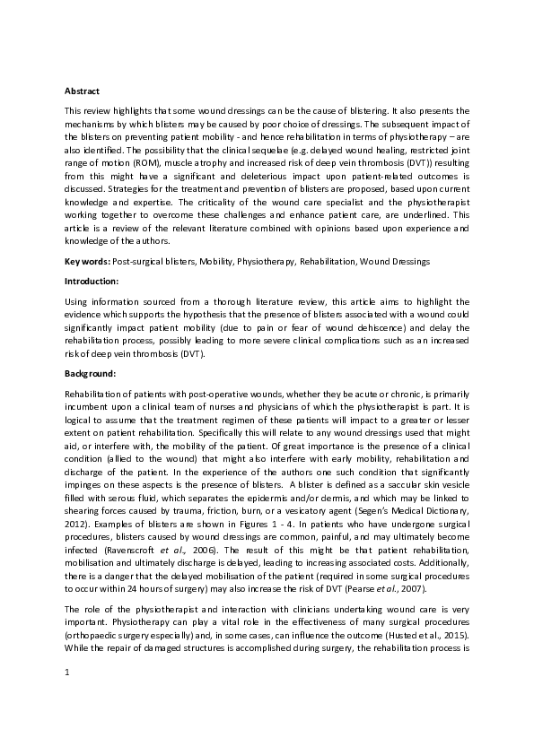 (PDF) A review of blisters caused by wound dressing components: can ...