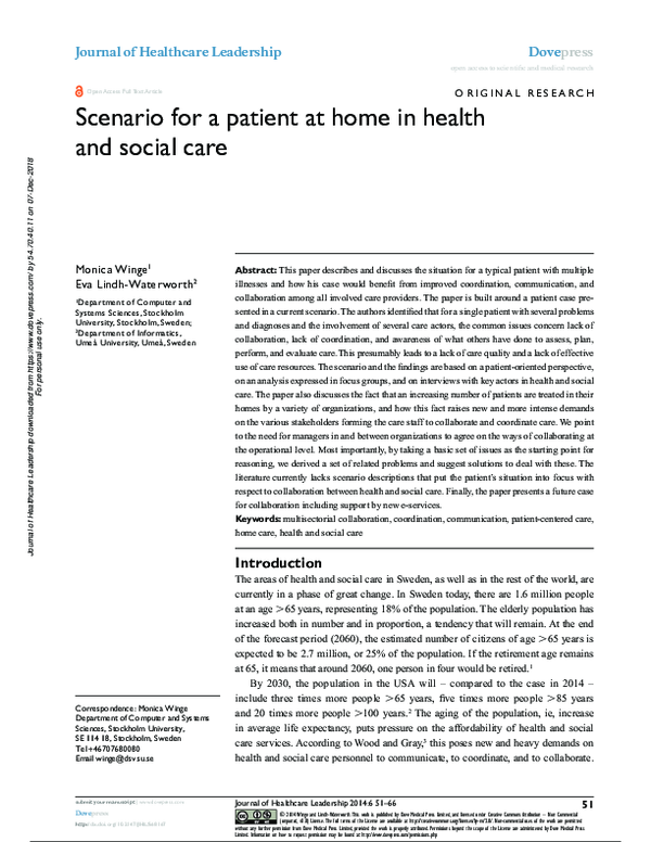 (PDF) Scenario for a patient at home in health and social care