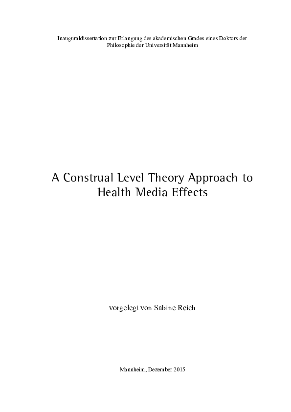 (PDF) A construal level theory approach to health media effects