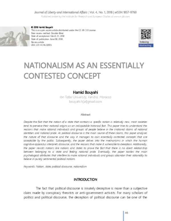 (PDF) Nationalism as an Essentially Contested Concept