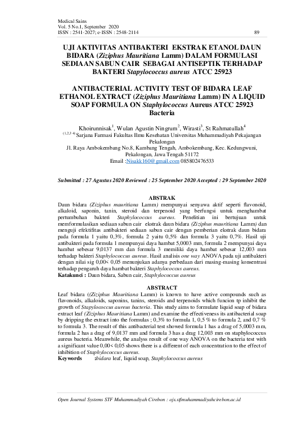 (PDF) Uji Aktivitas Antibakteri Ekstrak Etanol Daun Singkong (Manihot Esculenta) Terhadap ...