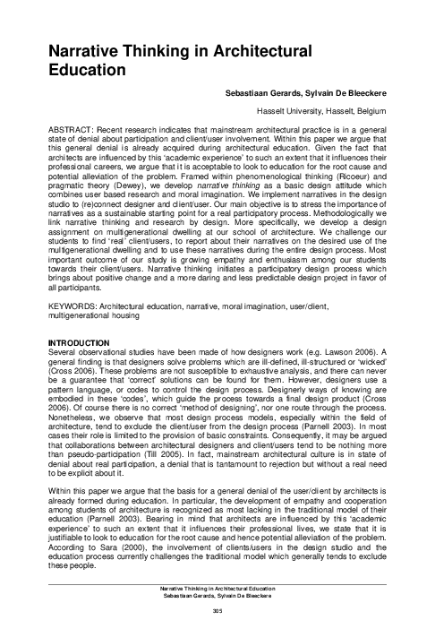 (PDF) Narrative Thinking in Architectural Education