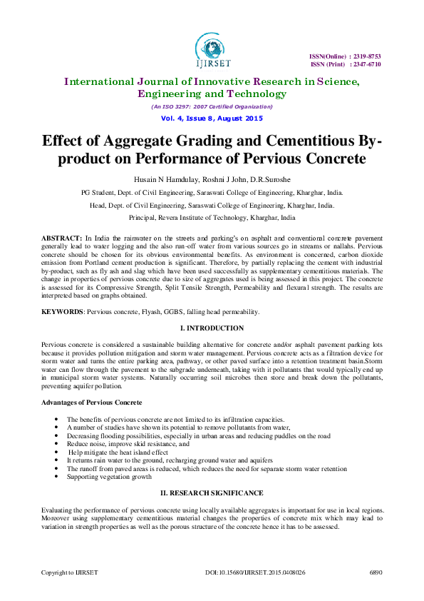 (PDF) Effect of Aggregate Grading and Cementitious By-product on ...