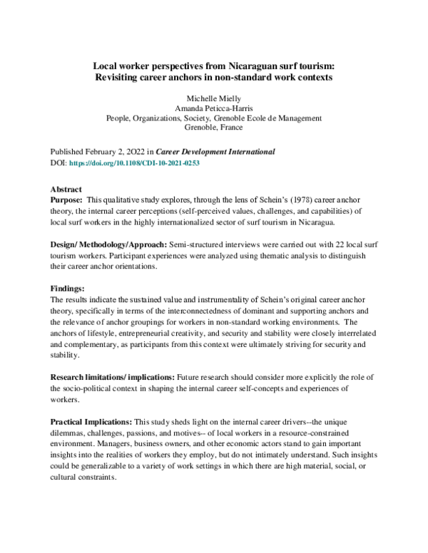 (PDF) Local worker perspectives from Nicaraguan surf tourism ...