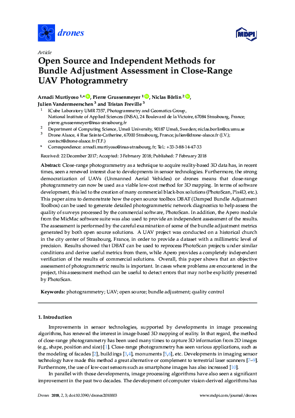 (PDF) Open Source and Independent Methods for Bundle Adjustment ...