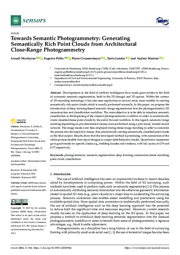 (PDF) Towards Semantic Photogrammetry: Generating Semantically Rich Point Clouds from ...