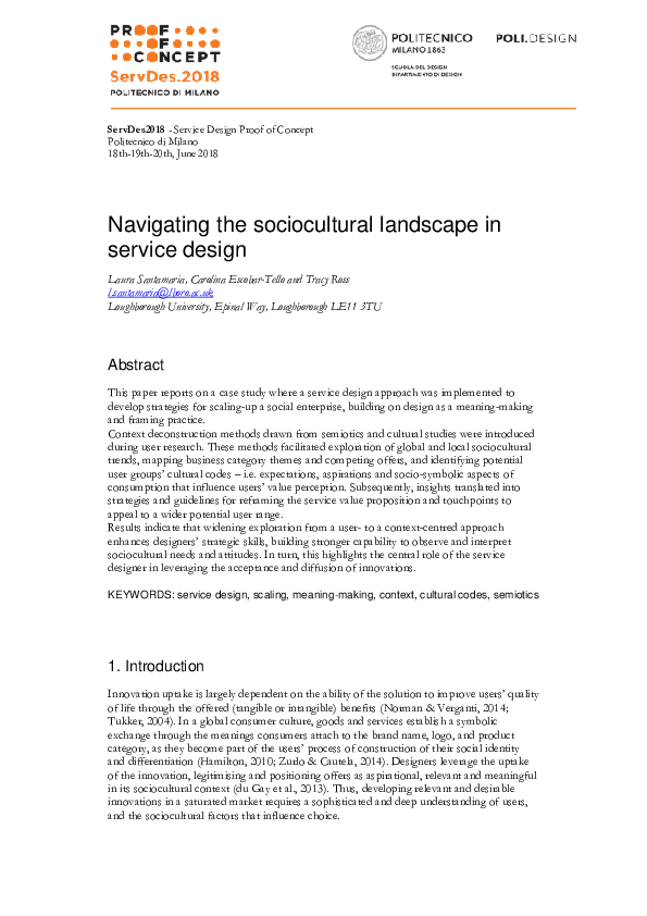 (PDF) Navigating the sociocultural landscape in service design