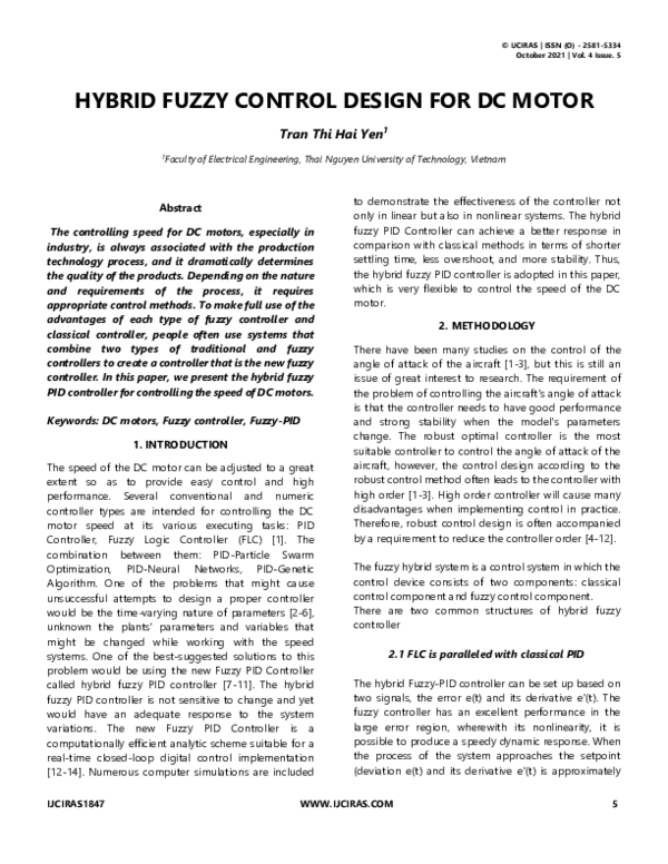 (PDF) HYBRID FUZZY CONTROL DESIGN FOR DC MOTOR