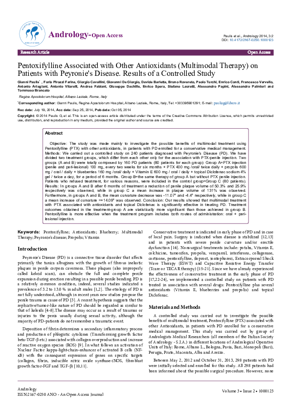 (PDF) Pentoxifylline Associated with Other Antioxidants (Multimodal ...