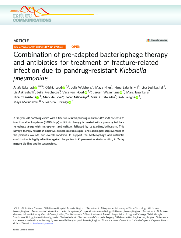 (PDF) Combination of pre-adapted bacteriophage therapy and antibiotics for treatment of fracture ...