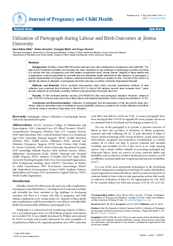(PDF) Utilization of Partograph during Labour and Birth Outcomes at ...