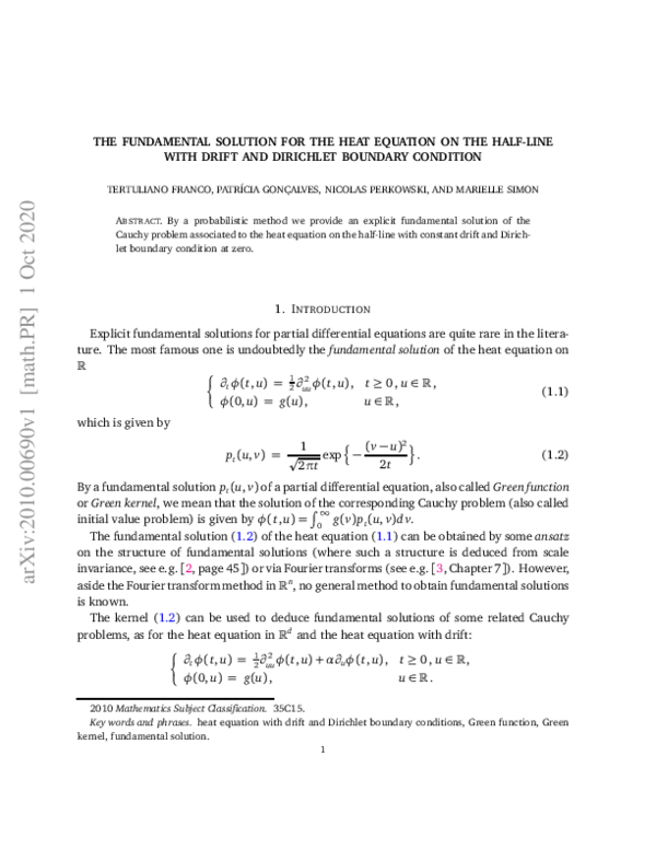 (PDF) The Fundamental Solution for the Heat Equation on the half-line ...