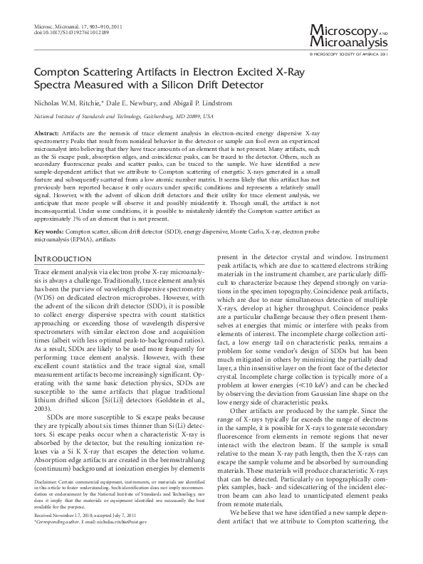 (PDF) Compton Scattering Artifacts in Electron Excited X-Ray Spectra ...
