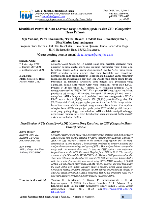 (PDF) Identifikasi Penyebab ADR (Adverse Drug Reactions) pada Pasien ...