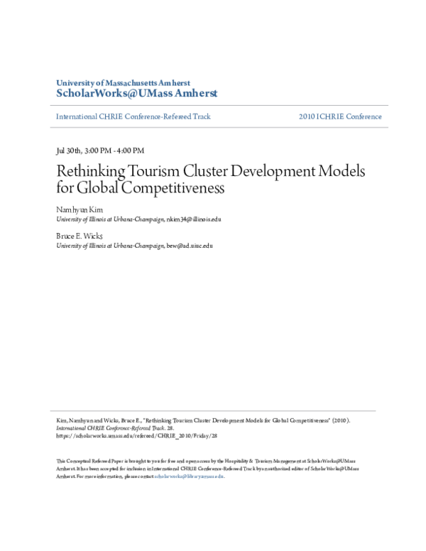 (PDF) Rethinking Tourism Cluster Development Models for Global ...