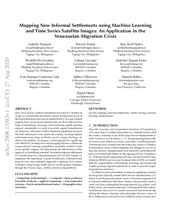 (PDF) Mapping New Informal Settlements Using Machine Learning and Time Series Satellite Images ...