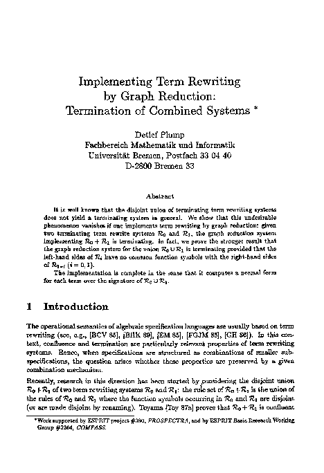 Pdf Implementing Term Rewriting By Graph Reduction Termination Of 5507