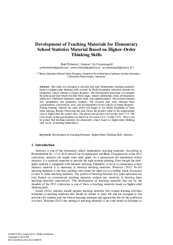 (PDF) Development of Teaching Materials for Elementary School ...