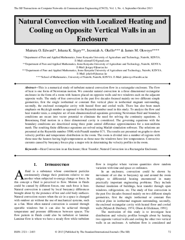 (PDF) Natural Convection with Localized Heating and Cooling on Opposite ...