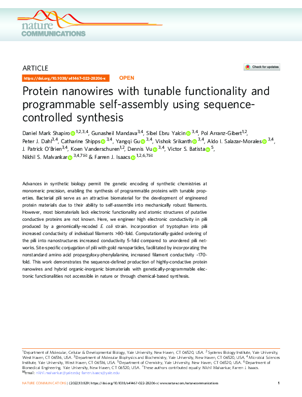 Pdf Protein Nanowires With Tunable Functionality And Programmable Self Assembly Using Sequence