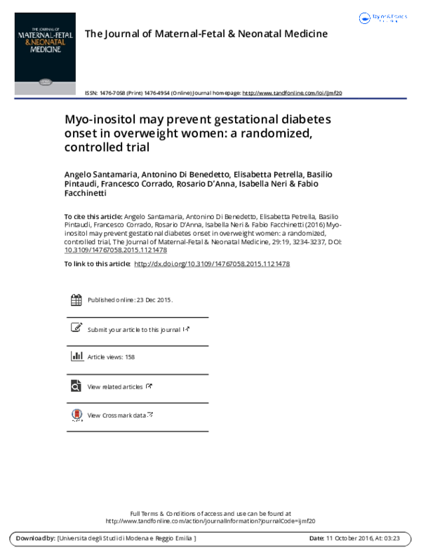 (PDF) Myo-inositol may prevent gestational diabetes onset in overweight ...