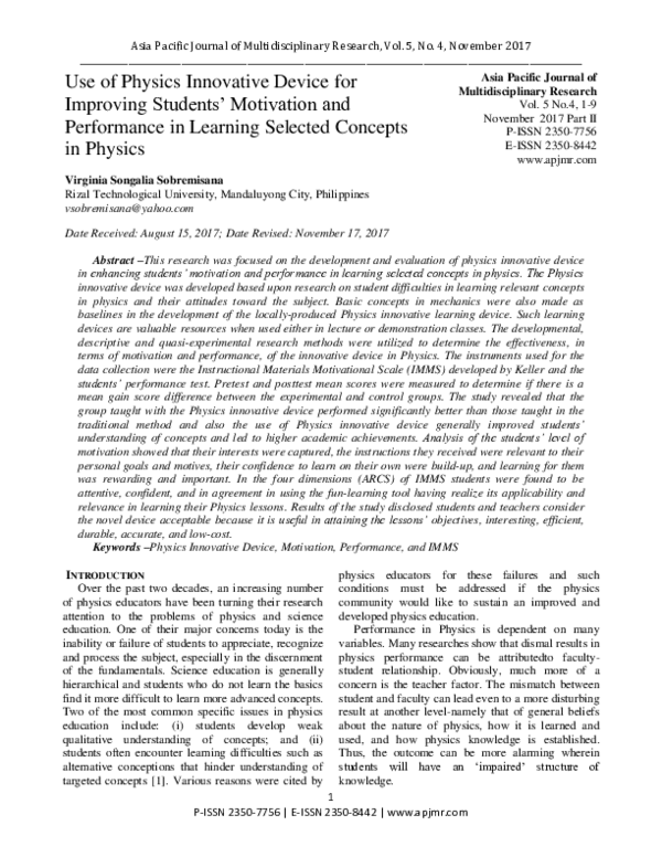 (PDF) Use of Physics Innovative Device for Improving Students ...