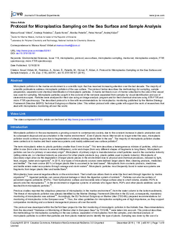 (PDF) Protocol for Microplastics Sampling on the Sea Surface and Sample ...