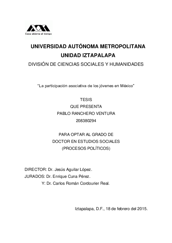 (PDF) La participación asociativa de los jóvenes en México | Pablo ...