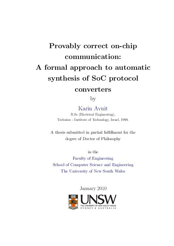 Pdf Provably Correct On Chip Communication A Formal Approach To Automatic Synthesis Of Soc