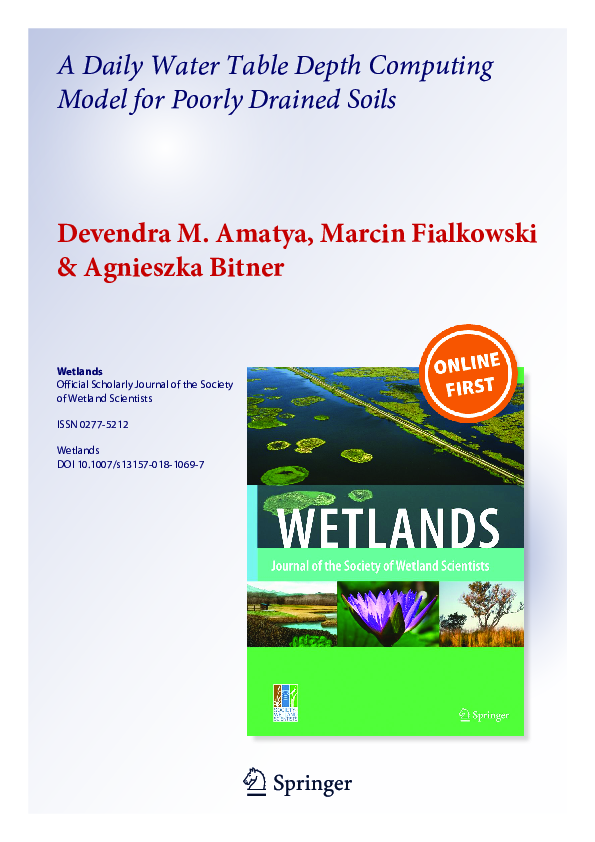 (PDF) A Daily Water Table Depth Computing Model for Poorly Drained Soils