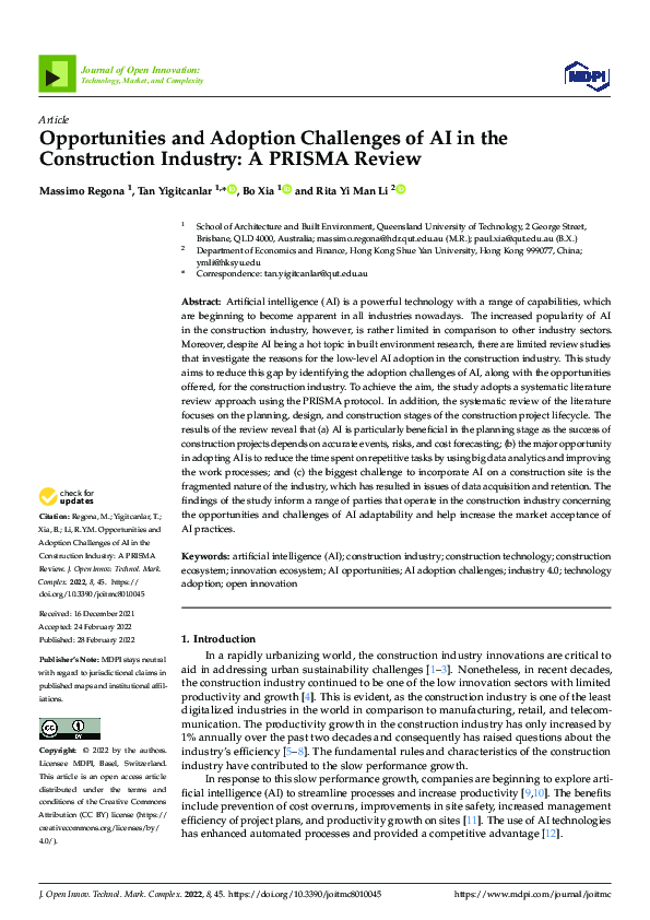 (PDF) Opportunities and Adoption Challenges of AI in the Construction ...