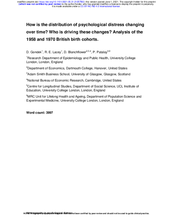 (PDF) How is the distribution of psychological distress changing over ...