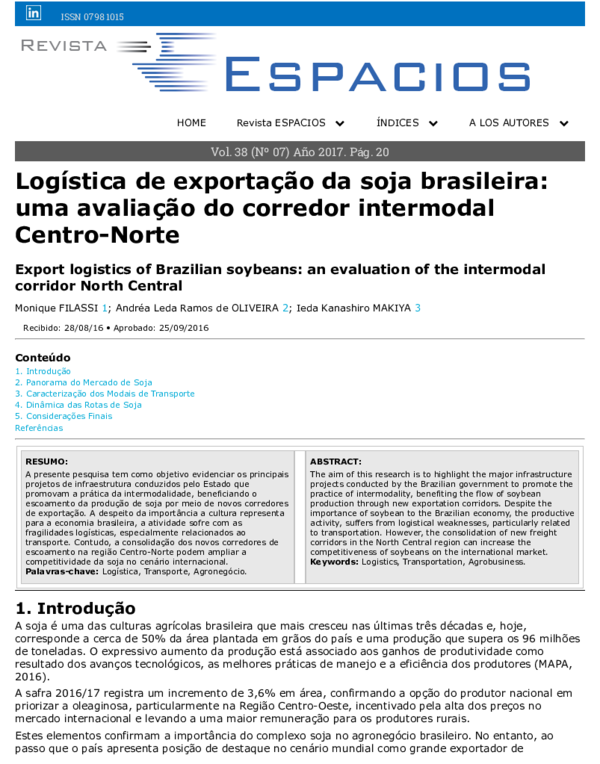 (PDF) Logística de exportação da soja brasileira: uma avaliação do ...