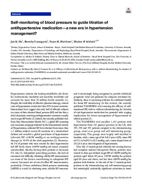 (PDF) Self-monitoring of blood pressure to guide titration of ...