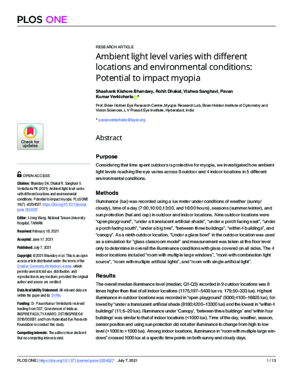 (PDF) Ambient light level varies with different locations and ...