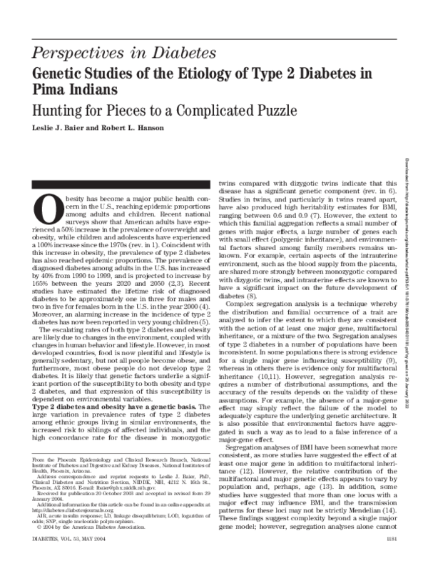 (PDF) Pima Indians Hunting for Pieces to a Complicated Puzzle