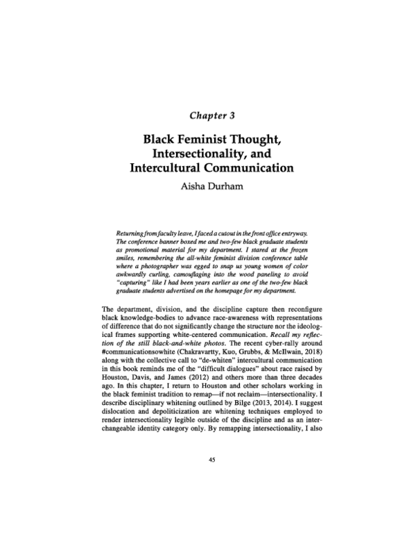 (PDF) Black Feminist Thought Intersectionality and Intercultural ...