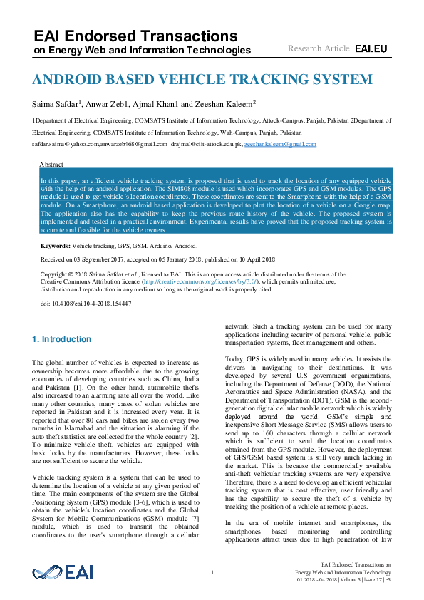 (PDF) Android Based Vehicle Tracking System