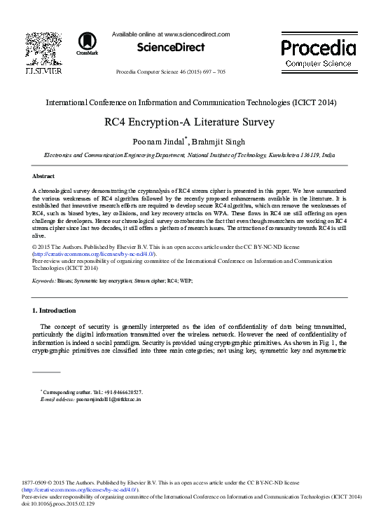 (PDF) RC4 Encryption-A Literature Survey