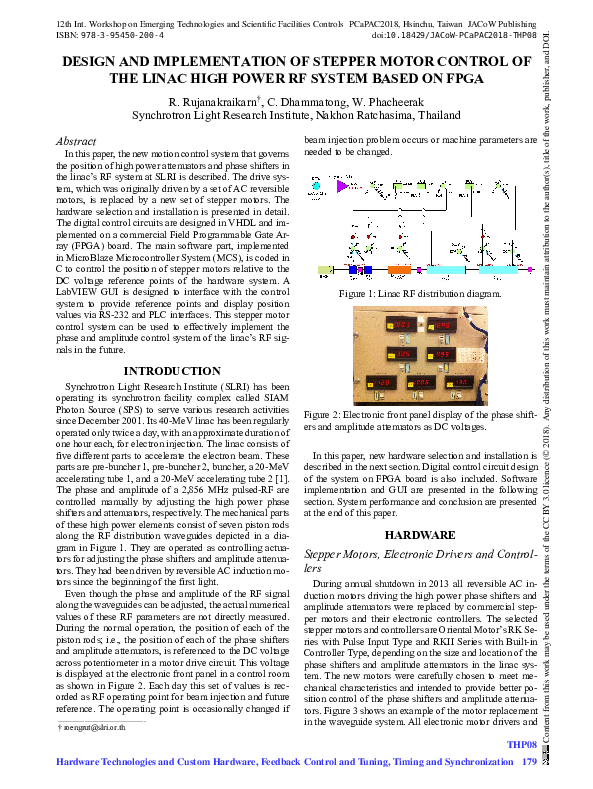 Pdf Design And Implementation Of Stepper Motor Control Of The Linac
