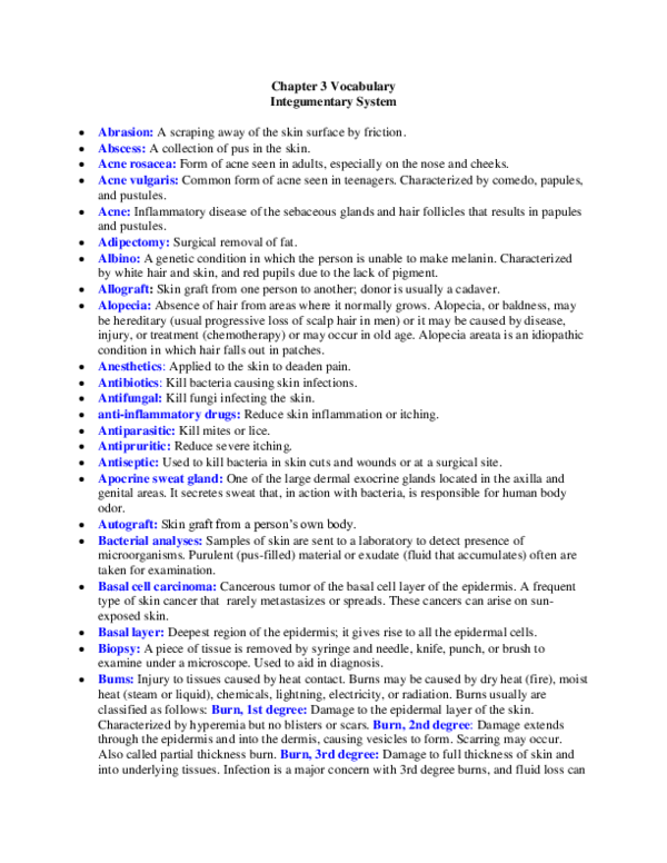 (PDF) Vocabulary Integumentary System