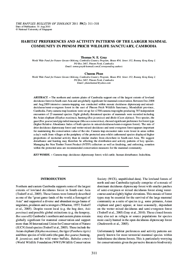 (PDF) Habitat Preferences and Activity Patterns of the Larger Mammal ...