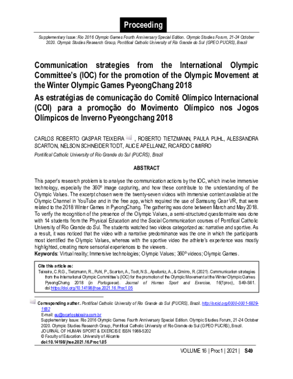 (PDF) Communication strategies from the International Olympic Committee ...