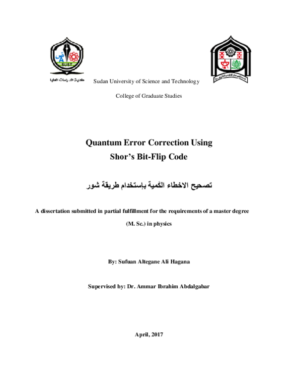 (PDF) Quantum Error Correction Using Shor’s Bit-Flip Code